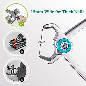 Nail Clippers for Thick Nails - DR. MODE 15mm Wide Jaw Opening Extra Large Toenail Clippers Cutter with Nail File for Thick Nails, Heavy Duty Fingernail Clippers for Men, Seniors