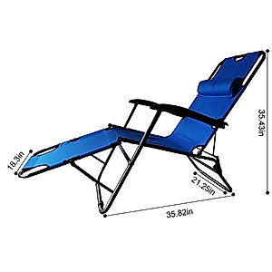 Lounge Chairs Outdoor,Folding Patio Lounge Chairs for Outside Adjustable Footrest Beach Sun Pool Lawn Chaise Chairs with Pillow for Camping Patio Lawn (Blue)