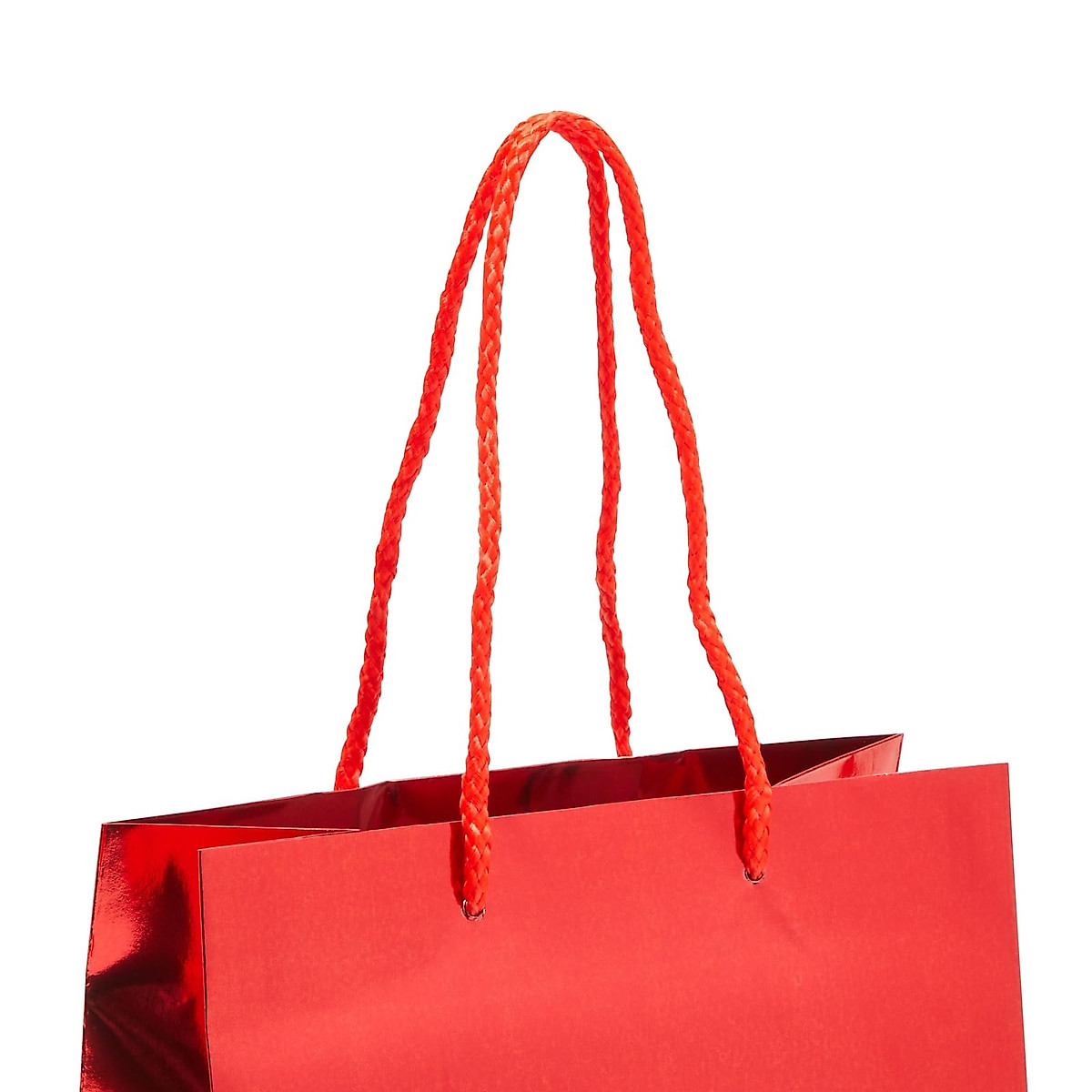 Sparkle and Bash Red Metallic Medium Gift Bags with Handles for Weddings, Birthdays (9.25 x 8 x 4.25 in, 24 Pack)