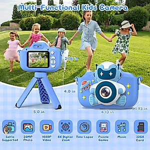 Kids Camera for 3-8 Years Old Toddlers Childrens Boys Girls Selfie Camera 20.0 MP HD 1080P IPS Screen Dual Digital Toy Camera for Kids Christmas Birthday Gifts