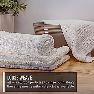 Country Cottons Old Fashion 100% Cotton Dishcloths - Set of 4 Mixed Colors - 2 Teal /2 Natural -11" x 11"