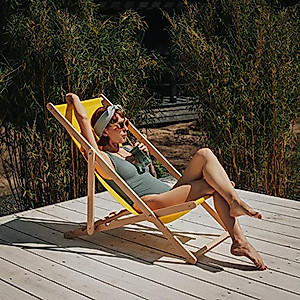 Holtaz Premium deckchair in Beech Wood, Garden and Balcony, Thick slats, Waterproof, Resistant, Load up to 130 kg.