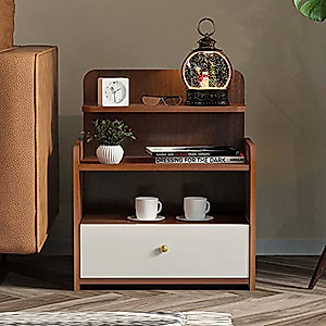 Koifuxii Mid Century Modern Nightstand,Small Nightstand,Nightstand with Drawer,Wood Nightstand,Storage End Table,Night Table for Bedroom,Brown