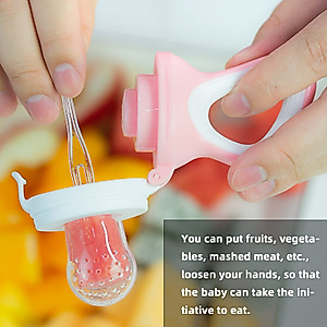 Baby Food Fruit Feeder Pacifier Teething Toys Teether （2Pcak） - Relief Teething Includes All The Sizes Pouches Food Feeder Pacifier 6 Different Silicone Nipple