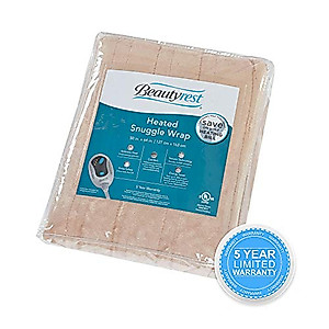 Beautyrest Reversible Sherpa to Fleece Electric Wrap Poncho Blanket Shawl Wearable, Auto Shut Off, Virtually Zero EMF, Multi Heat Setting, UL Certified, Machine Washable, Tan 50" x 64"