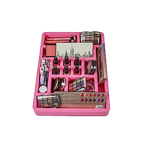 Polar Whale 2 Makeup Pink Drawer Organizers Tray Washable Waterproof Durable Foam Insert for Home Bathroom Bedroom Office 12.9 x 17.9 Inches 16 Compartments for Lipstick Eyeliner Cosmetics and More