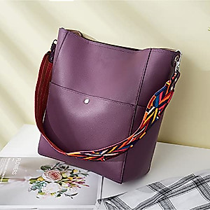 BROMEN Handbags for Women Bucket Bags Vegan Leather Purses and Handbags Crossbody Purse Purple