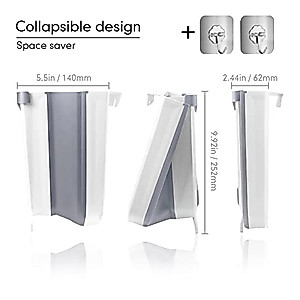 HI NINGER Hanging Kitchen Trash Can, Foldable Waste Bin for Kitchen, Collapsible Hang Small Plastic Garbage Can 2.4 Gallon for Cabinet/Car/Bedroom/Bathroom-Grey