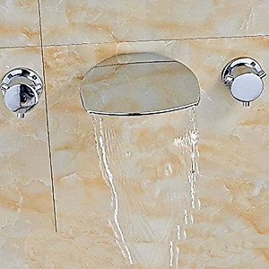 XIAOLZSL Kitchen Taps Wall Mounted Faucet Chrome Polish Dual Handles Wash Basin Bathtub Faucet Mixer Tap Ceramic Valve Faucet