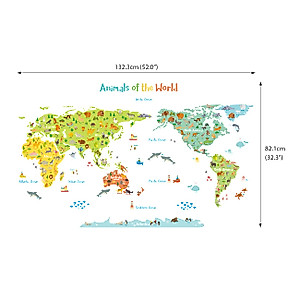 DECOWALL DL-1815 Animals of The World Kids Wall Stickers Wall Decals Peel and Stick Removable Wall Stickers for Kids Nursery Bedroom Living Room