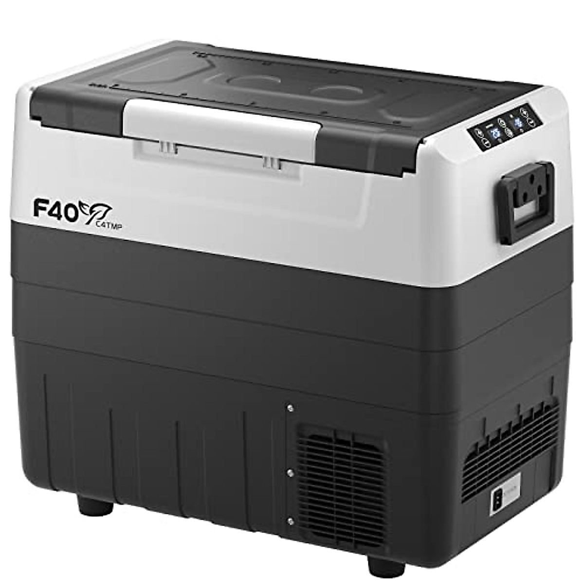 F40C4TMP 12 Volt Portable Refrigerator, 58 Quart Dual Zone Car Freezer, Independent Temperature Control -4℉ to 50℉, 55L Compressor Fridge, Camping, Travel, Trip, Vehicle, Home, 12V/24V DC & 110V AC