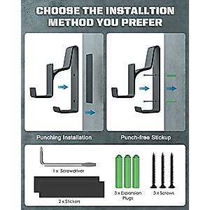 MoKo Controller Holder, Dual Gamepad Controller & Headphone Hanger for Xbox One, Xbox 360, PS3, PS4, PS5, PC, STEAM, Switch丨Wall Mount Stand for All Universal Headsets, Black