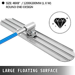 VEVOR Bull Float Magnesium Concrete Float 48 x 8" Round End Concrete Float Tool Cement Tool Bull Concrete Kit Bull Float with 4 Float Handle Bull Float Bracket Concrete Tools Finishing Bull Float