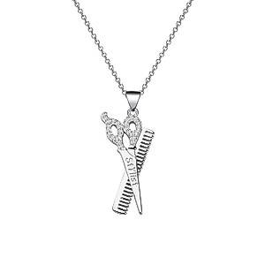 FUSTMW Hairstylists Gifts Hair Stylist Prayer Scissor Necklace Cosmetology Graduation Gifts Salon Owner Gifts Barber Jewelry Hairdresser Gifts (Hairdresser Prayer Scissor NC)
