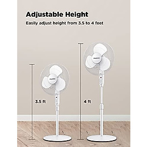 PELONIS 16'' Pedestal Remote Control Oscillating Stand Up Fan 7-Hour Timer, 3-Speed, and Adjustable Height,Electric Cooling Fans for Home Office Bedroom Use