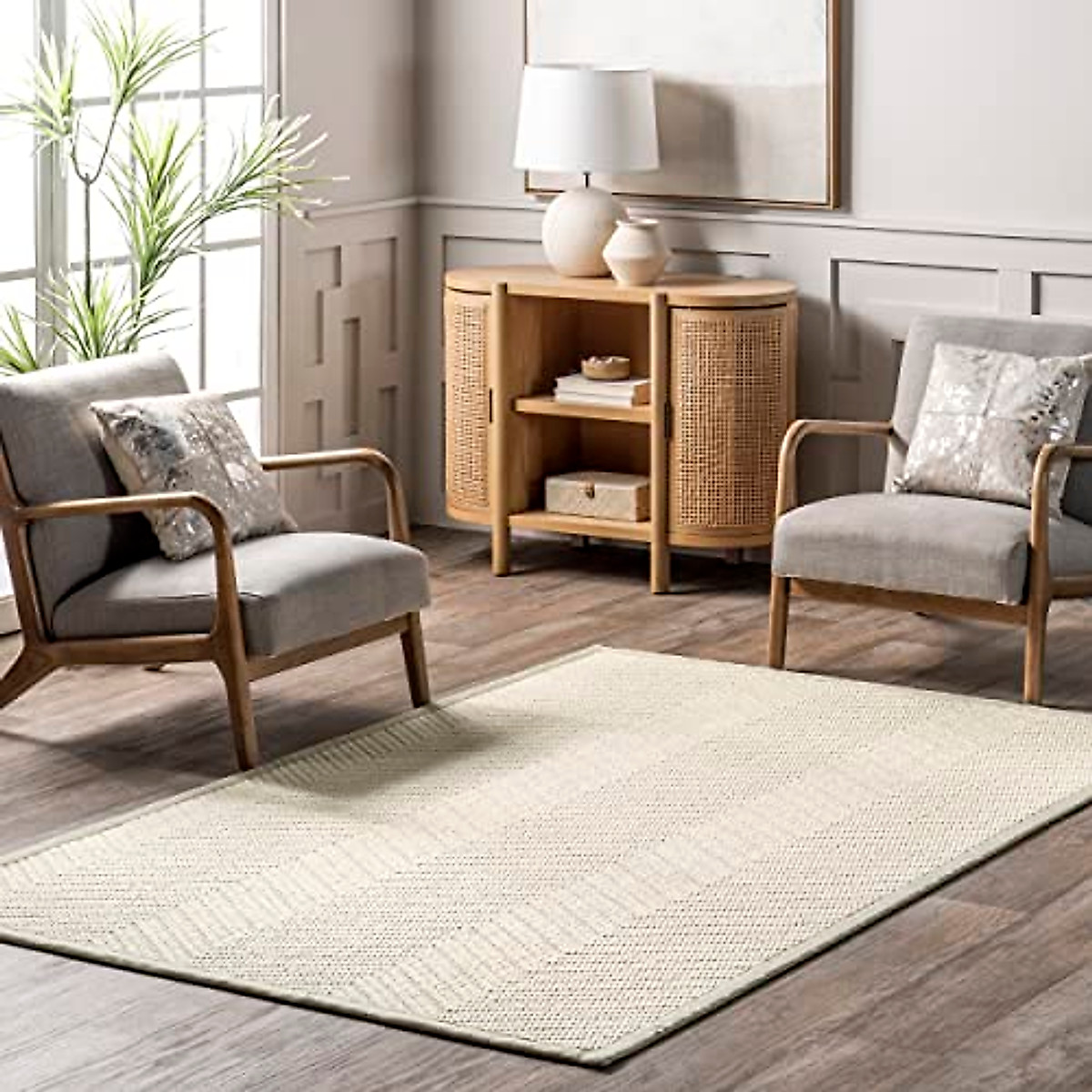 nuLOOM Kalona Nautical Wool and Sisal Area Rug, 8' x 10', Cream