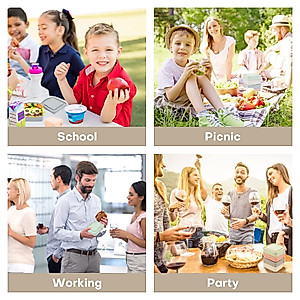 ATAMOW Sandwich Containers, 4 Pcs Sandwich Containers for Lunch Boxes with 10 Sheets Food Graffiti Stickers, Sandwich Box with Lid, BPA Free, Microwave & Dishwasher Safe(Beige