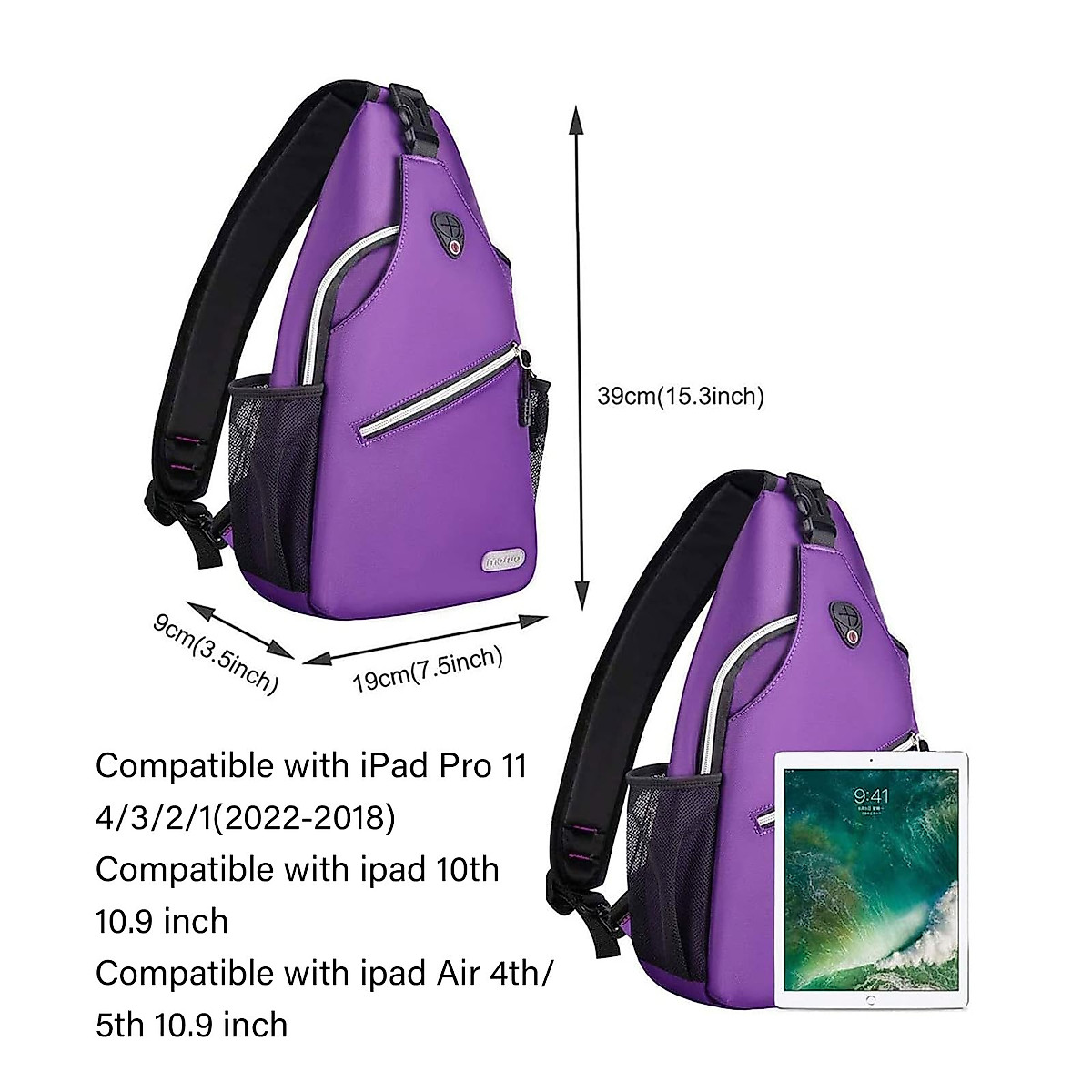 MOSISO Sling Backpack, Multipurpose Crossbody Shoulder Bag Travel Hiking Daypack, Ultra Violet, Medium