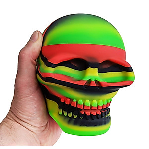 HerbHuggers Silicone Skull Containers 3-Piece Set Black Rasta