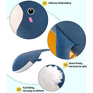 CHDGIOHA Whale Stuffed Animal - Large Stuffed Whale,Soft Whale Plush Body Pillow,Cute Plushies Whale Throw Pillows Birthday Gifts for Girls & Boys 47.2IN (Blue,X-Large)