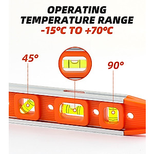 RONGPRO 9 Inch Torpedo Level Magnetic Box Level, Measuring Shock Resistant Torpedo Level with 45°/90°/180° Bubbles, Orange - 2 PCS