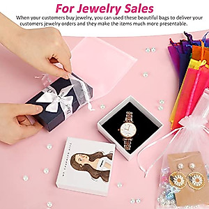 Angooni 5x7 Inch White Organza Gift Bags, 100PCS Premium Sheer Mesh Drawstring Pouch for Jewelry Candy Party Wedding Favor