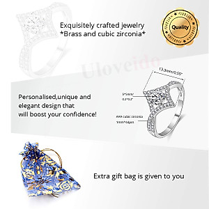 Uloveido Women's Square Hollow Swirl Infinity Rings with Round Cubic Zirconia April Birthstone Wedding Anniversary Ring Gifts (Size 6) WX023