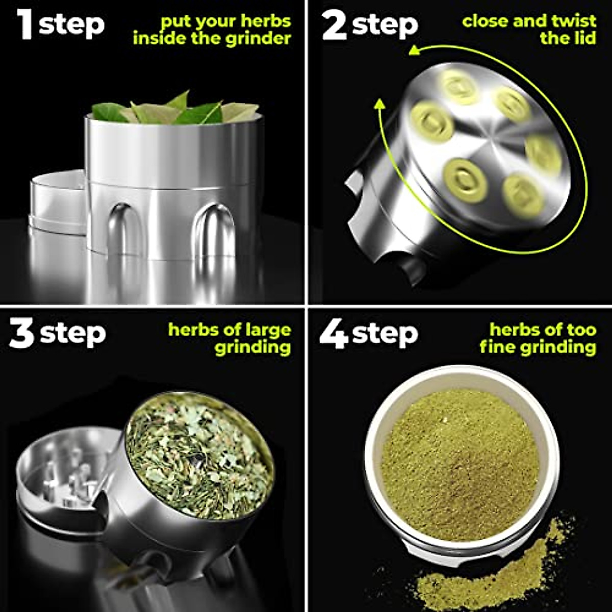 Universal Zink Hand Grinder, Revolver Collection, Silver 2.04in