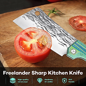 Freelander Folding Chef Knife, 6 Inch Kitchen Knife, Razor Sharp Cooking Knife for Meat Cutting with Sheath, High Carbon Stainless Steel Blade with G10 Handle,for Home Kitchen and Outdoor Camping