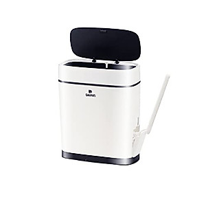 CANMNT Trash Can 14 Liter Trash Can Plastic Slim Garbage Container Bin with Press Top Lid for White Waste Basket for Kitchen Bathroom Living Room Trash Can Wastebasket