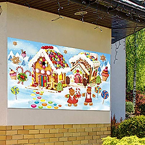 Christmas Wall Decorations Gingerbread Photography Backdrops Large Fabric Sweet Holiday Scene Banner for Winter Christmas Party Photo Booth Props Background Banner