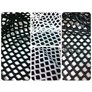 Big Hole Diamond Mesh on Stretch Polyester Spandex Fabric by The Yard (Black)