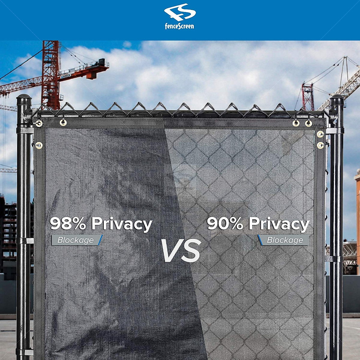 FenceScreen Fence Privacy Screen - Extreme 98% Blockage Temporary Windscreen Fence Cover (6ft x 50ft, Black)