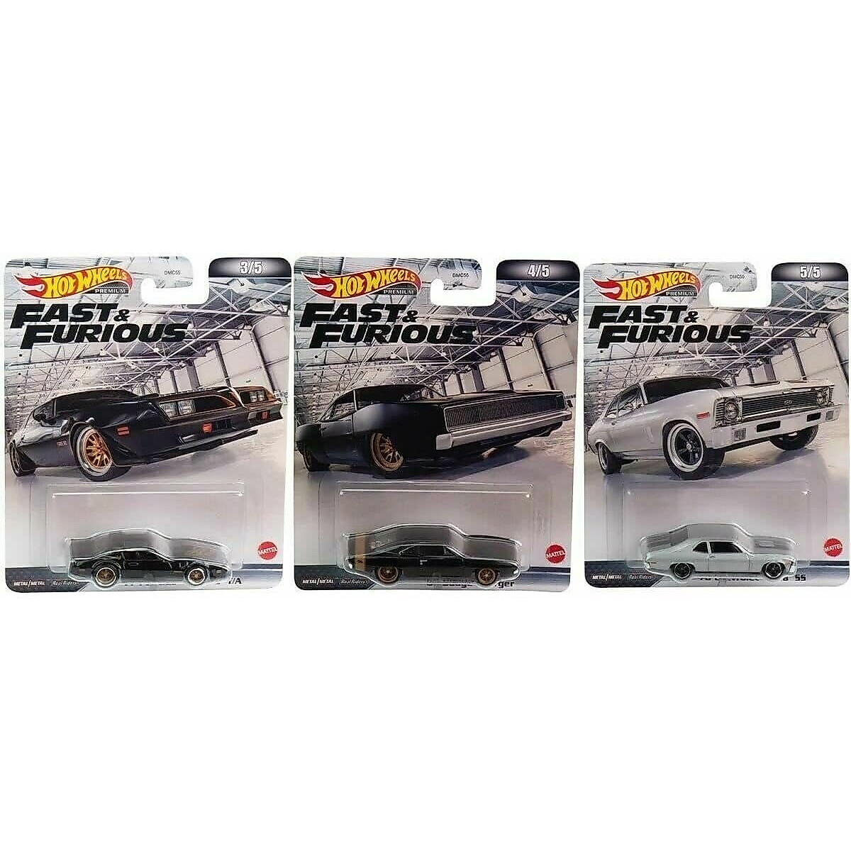 Hot Wheels Premium Fast & Furious 2022 Complete Set of 5 Diecast Vehicles from DMC55-957J Release