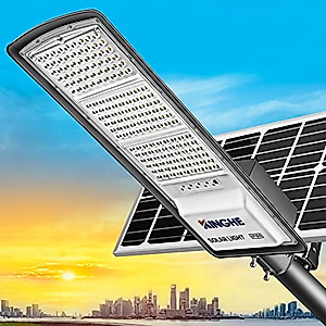 KingHe Solar Street Lights Outdoor Waterproof-30000 Lumen Solar Parking Lot Lights,Security Flood Lights with Motion Sensor Control for Yard, Path, Garage, Home,Dusk to Dawn, Commercial Grade