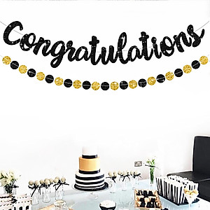 BEISHIDA Black Congratulations Banner(NO-DIY),2024 Graduation Banners, Grad Congrats Class of 2024 Party Supplies,Garland for Congratulation Graduation,Wedding,Retirement Party Decor