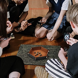 Yeking Metal DND Dice Set D&D, Brass DND Metal Dice with Metal Brass Box for Table Games Dungeons and Dragons D&D, Ancient Design Dice 7PCS of D20 D12 D10 D8 D6 D4 for Dungeons and Dragons TTRPG Games