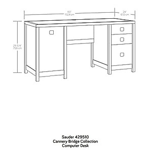 Sauder Cannery Bridge Computer Desk with Drawers and Door, Sindoori Mango Finish