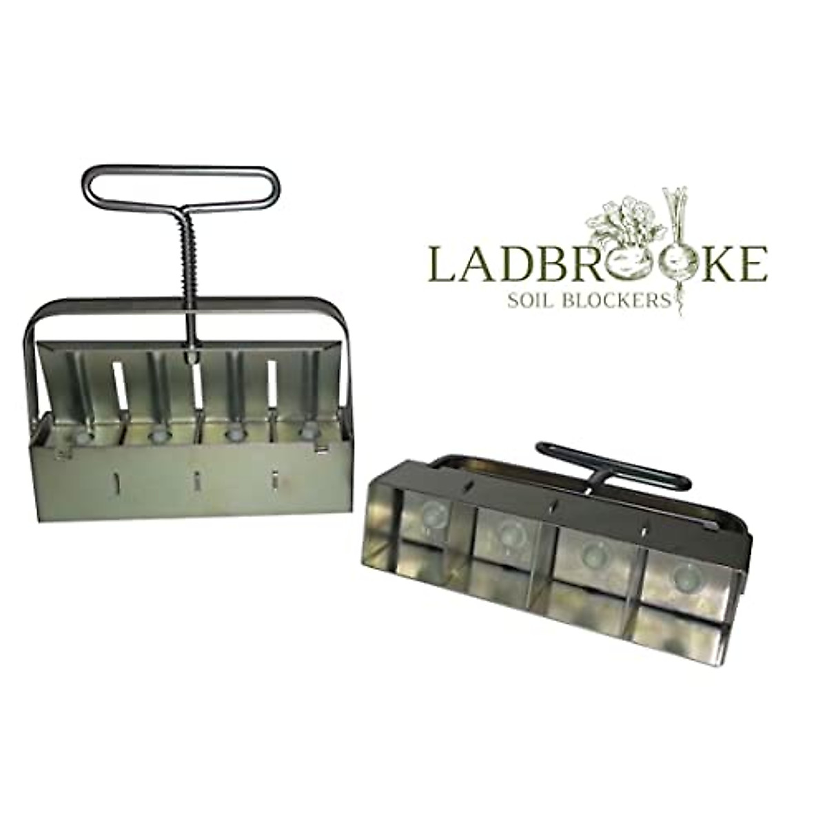 Ladbrooke Genuine Soil Block Maker - 6-Pc. Master Grower Nesting System Includes Maxi, Mini 4, Micro 20, Cubic Inserts, 1" Seed Dibbles, and Grow Tweezers, Made in England