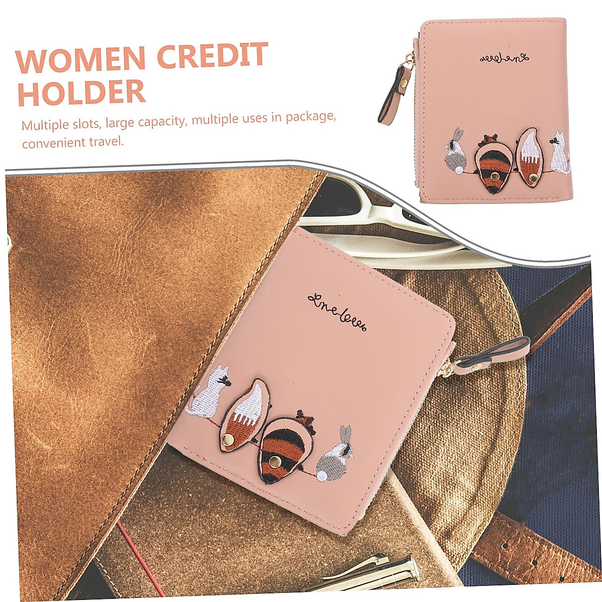TENDYCOCO 1pc Critter Print Wallet Change Pouch Foldable Coin Purse Credit Holder Fashion Wallet Casual Women Wallet Coin Pocket Leather Women Wallet Pu Bag Short Coin Pouch