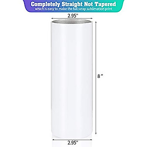 stonechic Sublimation White Straight Skinny Tumbler 20oz for Heat Transfer,Sublimation Blanks, Double Wall Insulated Tumbler with Heat Resistant Tape & Shrink Wrap Sleeve | Vinyl DIY Gifts - 6 Pack
