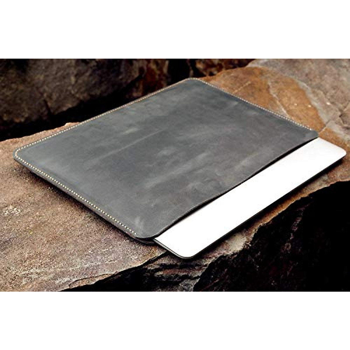Grey leather macbook pro 13 15 inch case sleeve, gray leather macbook air 11 13 inch case sleeve, leather macbook 12 inch case MACX09S