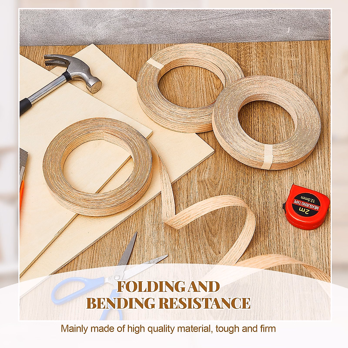 Soaoo 6 Roll 3/4 Inch x 50 ft Plywood Edge Banding – Pre-glued Wood Veneer Roll Plywood Edge Trim Flexible Plywood Birch Edge Banding Easy Application for Furniture Restoration