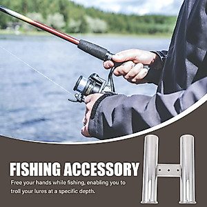 1 Set Double-Tube Fishing Pole Holder Stainless Steel Fishing Rod Stand Fishing Boat Accessory Fishing Rod Stand Fishing Pole Rack Stainless Steel Pole Holder Fishing Boat Accessory Fishing