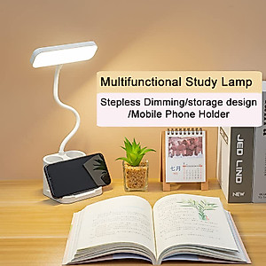Bovmics LED Desk Lamp with 2 USB Charging Port and 3 AC Outlet, 3 Color Temperatures,Adjustable Neck, On/Off Switch,Eye-Caring Home Office Foldable Table Lamp (White)