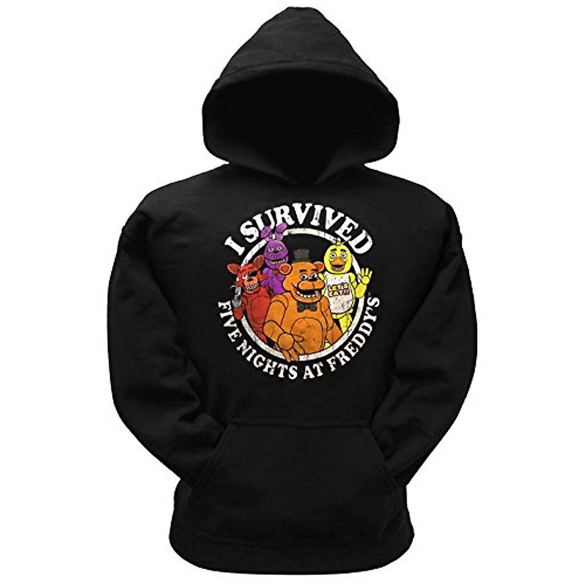 Five Nights at Freddy's Survived Boys Youth Pullover Hoodie Licensed (Small) Black