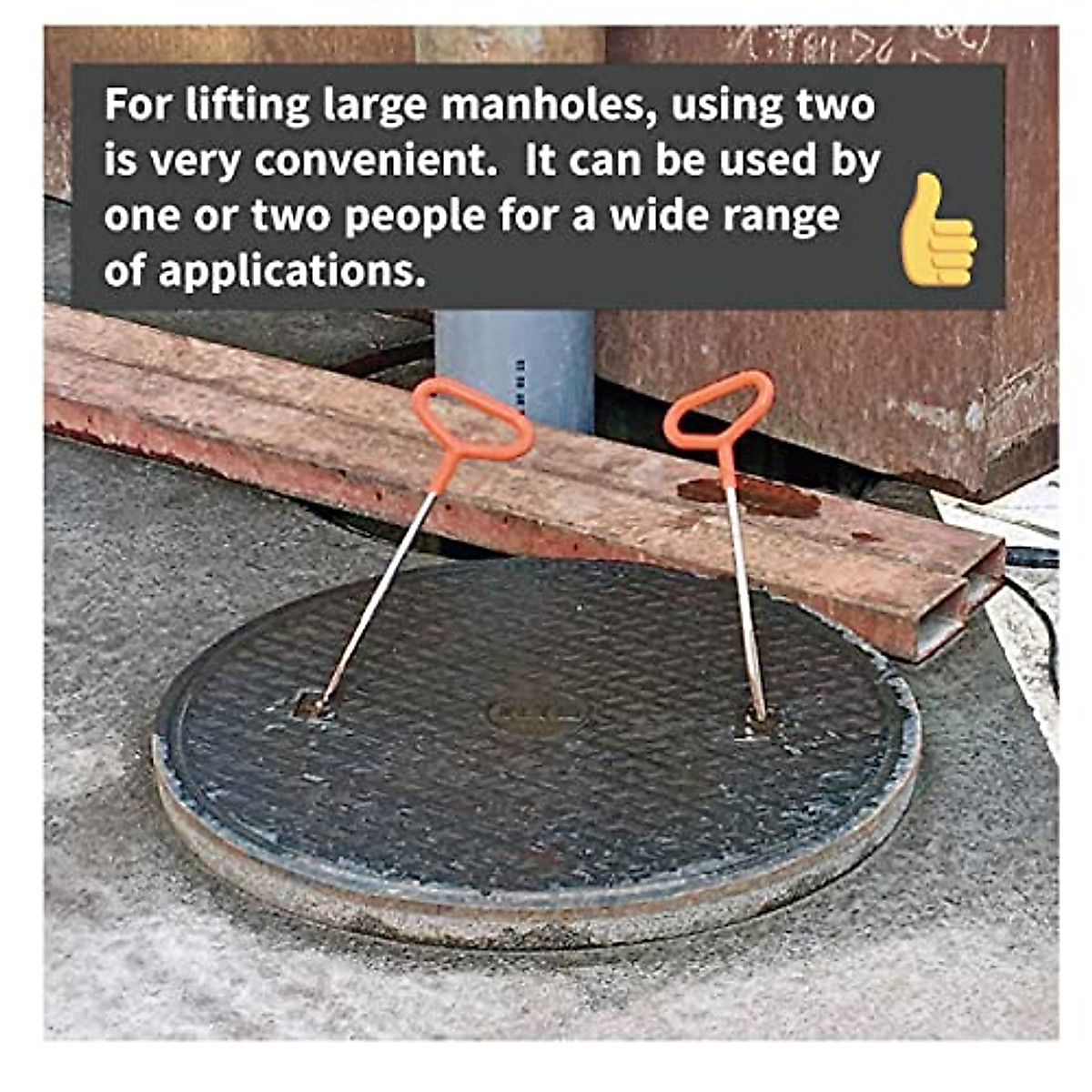Manhole Cover Hook, Handy sized,13.7 inches Made of S50C Carbon Steel, Made in Japan (2pcs)