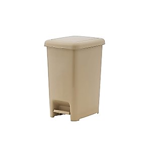Superio Slim Step On Trash Can, Beige Waste Bin with Foot Pedal Lid 26 Liter, Kitchen, Under Desk, Office, Bedroom, Bathroom (2, 6.5 Gallon)