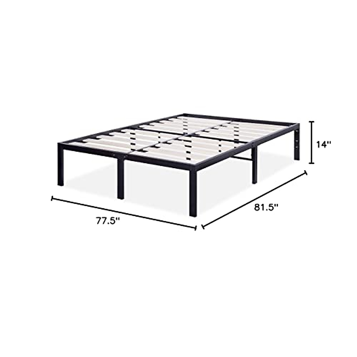 SLEEPLACE 14 Inch ST-3000 Ultra 3 Inch Wood Slat Bed Frame, King