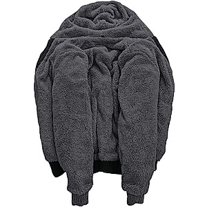 ZITY Men's Zip Up Hoodie Heavyweight Winter Sweatshirt Fleece Sherpa Lined Warm Jacket Black Gray XX-Large